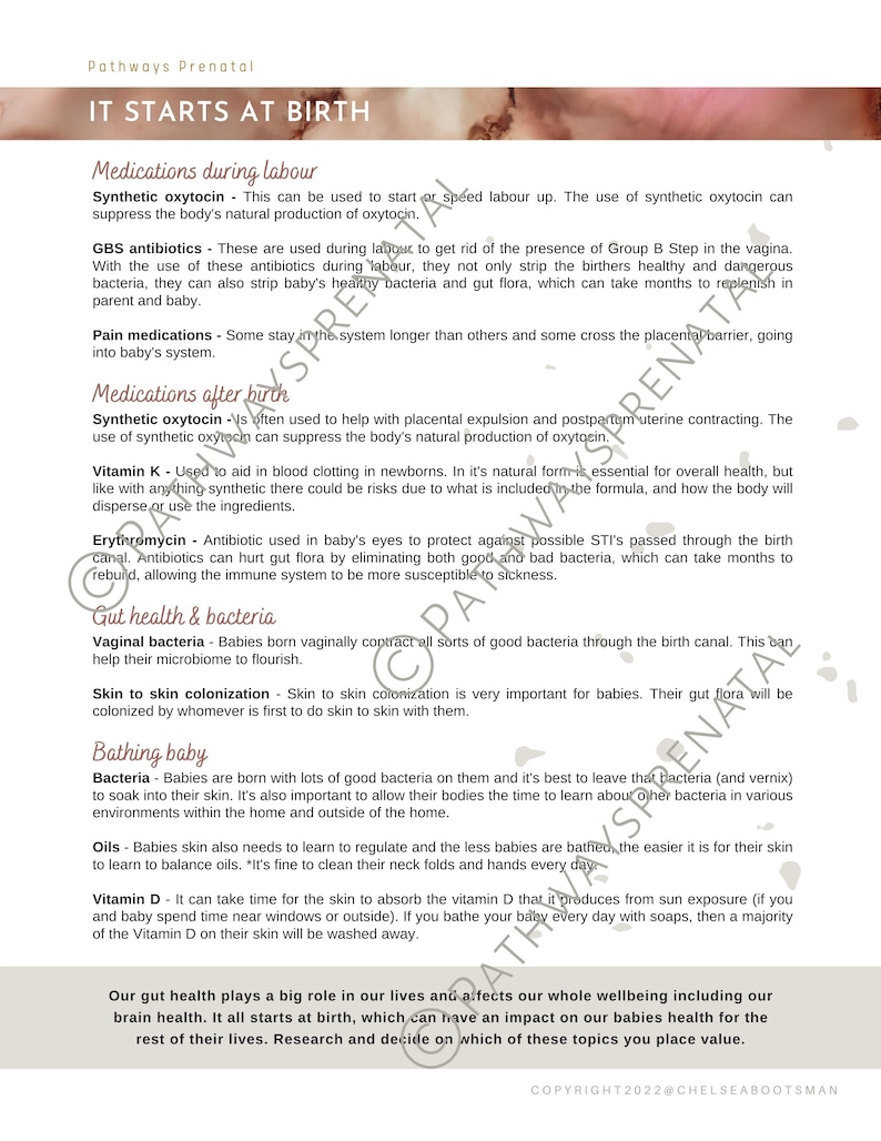It Starts at Birth Printable Handout for Pregnant Women, Birth Workers ...