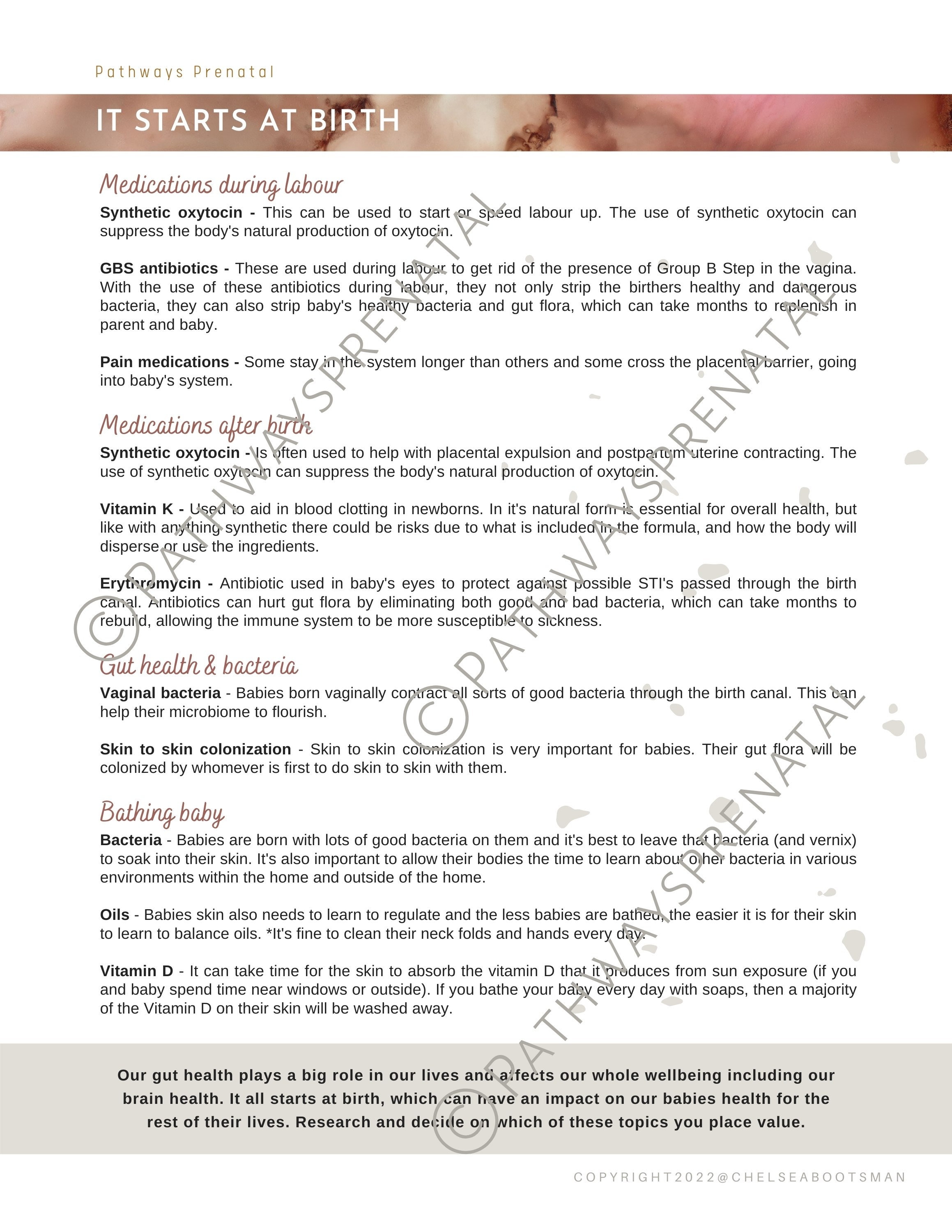 It Starts at Birth Printable Handout for Pregnant Women, Birth Workers ...