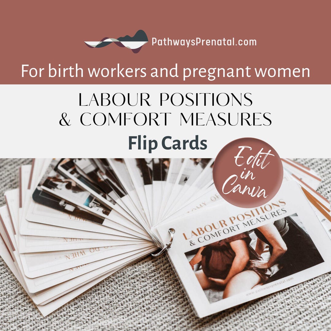Labour Positions and Comfort Measures Flip Cards. Printable Labor ...