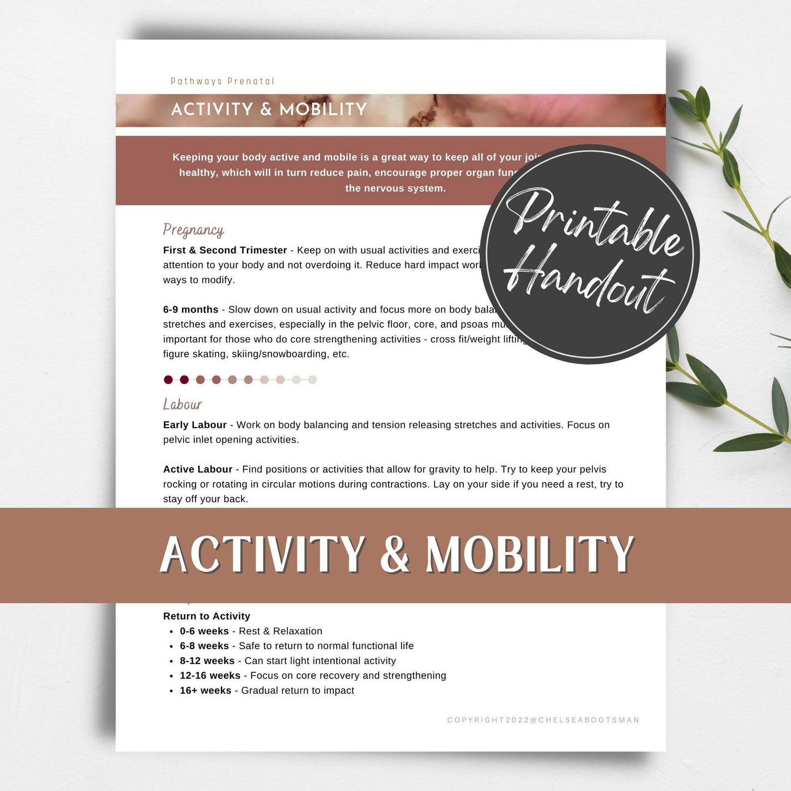 Activity and Mobility Birth Prep Printable and E-guide, for Birth ...