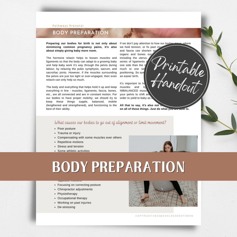Body Prep Printable Handout for Pregnant Women, Birth Workers/doulas ...