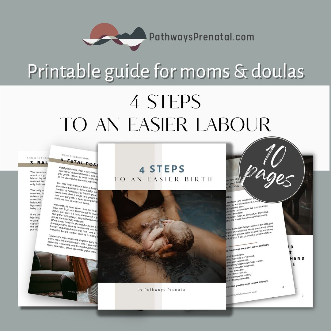 4 Steps to an Easier Birth Printable and E-guide, for Birth Preparation ...