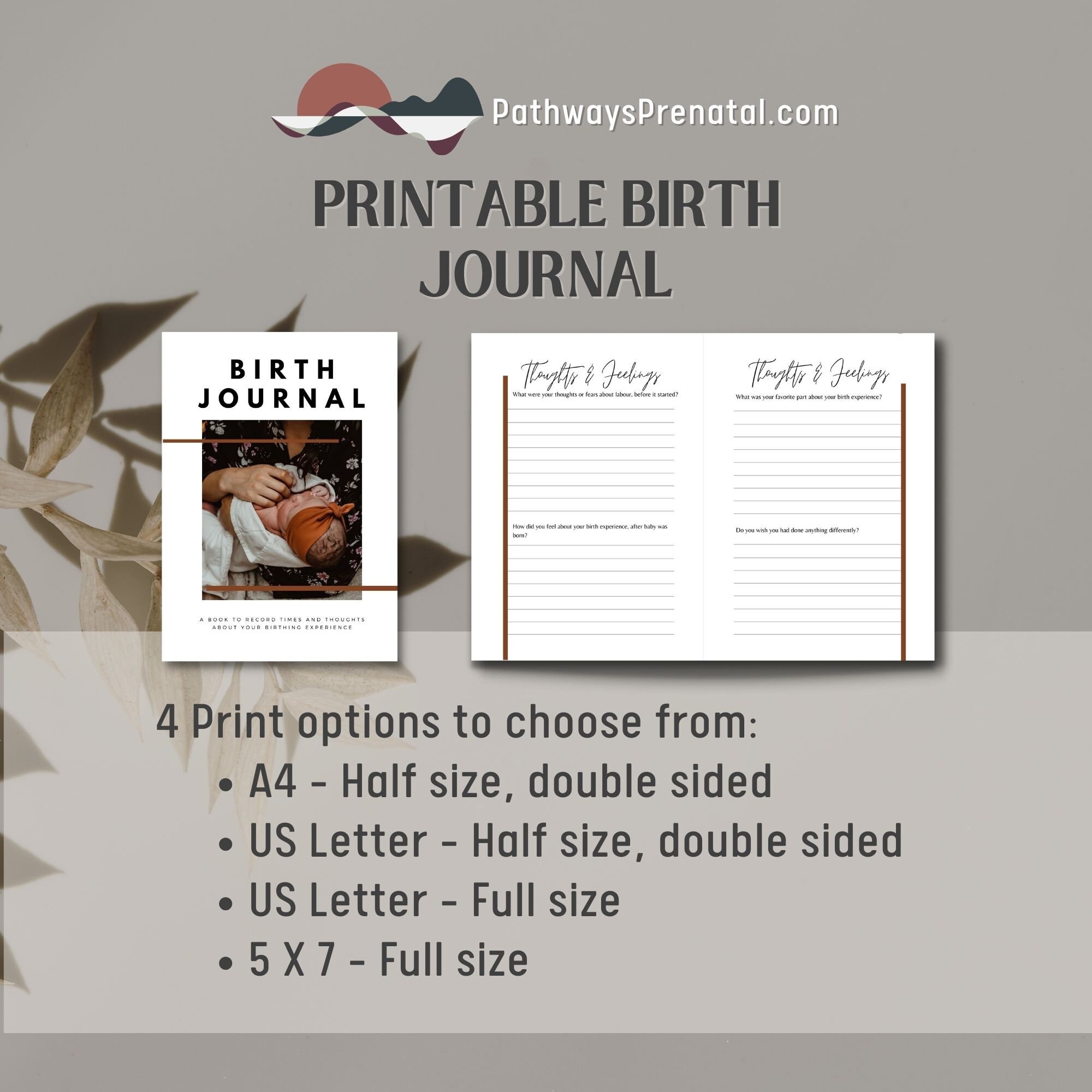 Printable Birth Journal for New Mothers or Doula Client Gifts. Record ...