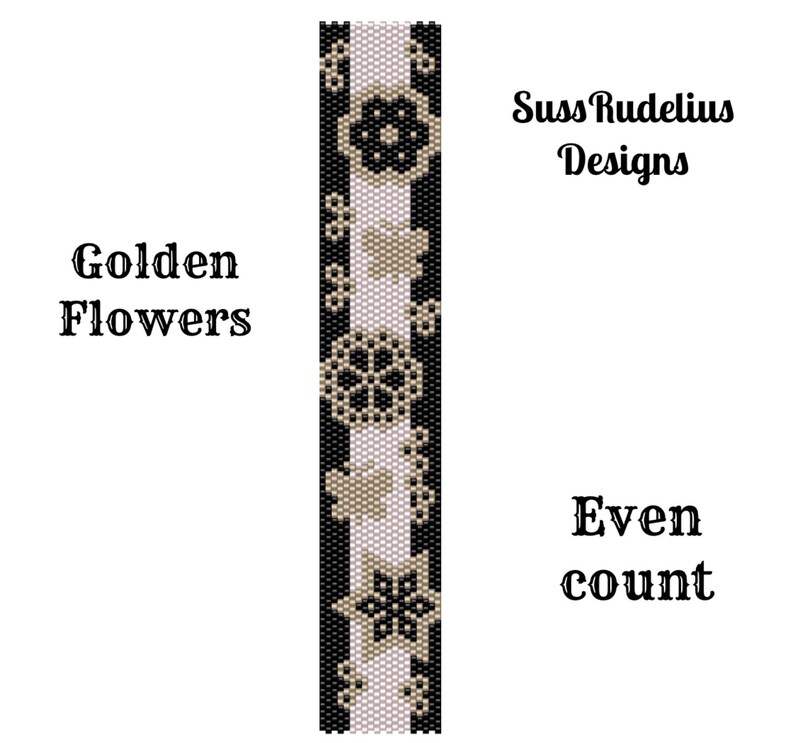 Golden Flowers Even Count Peyote Pattern - Etsy