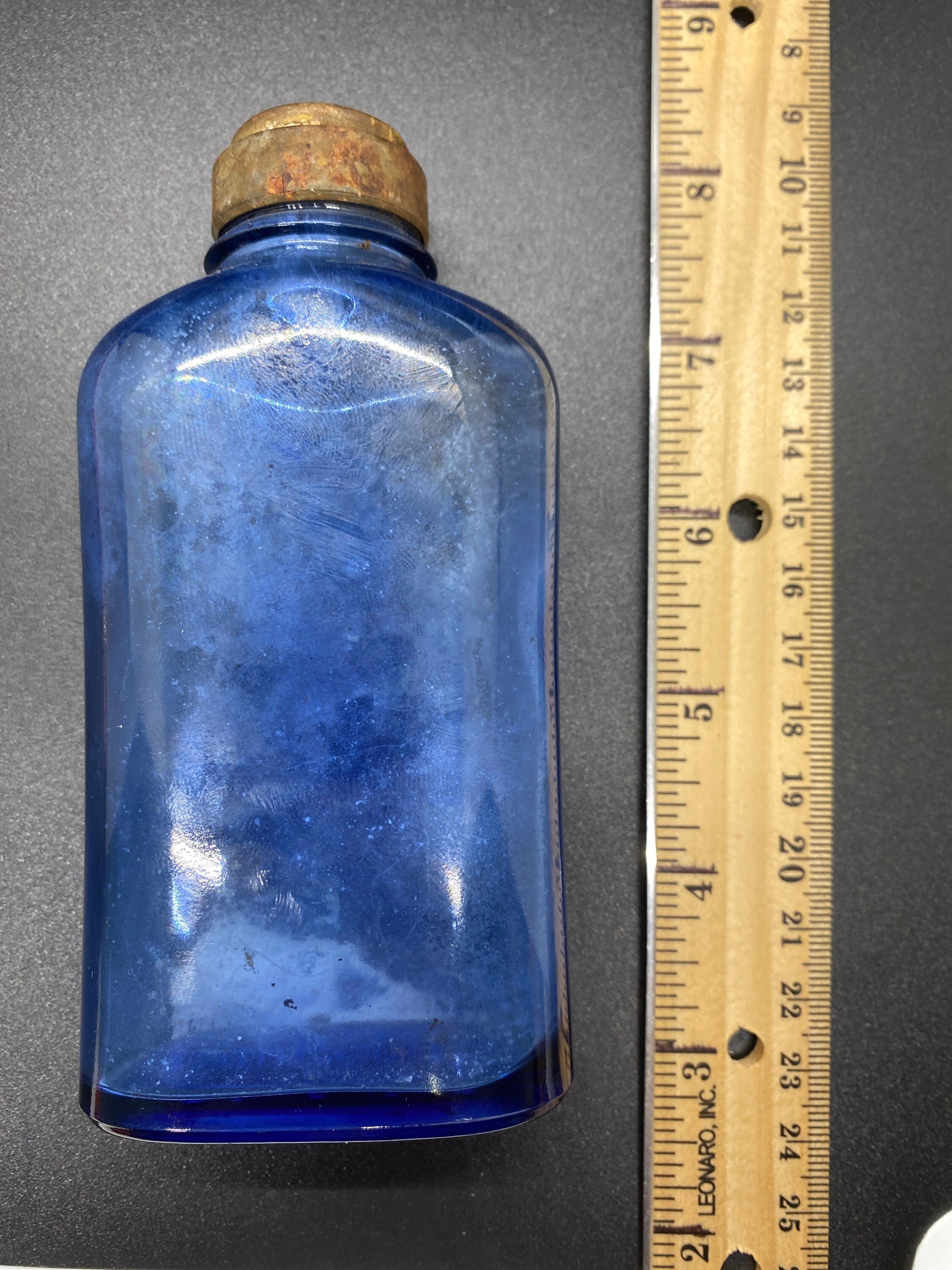 Vintage Cobalt Blue Glass Powder Bottle - Etsy
