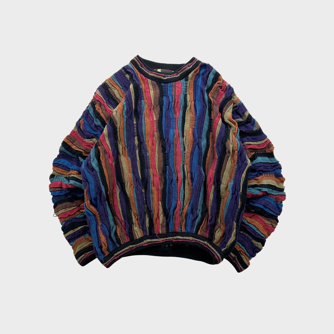 Vintage 90s Tundra 3D Textured Coogi Style Grandpa Knit Sweater - Etsy