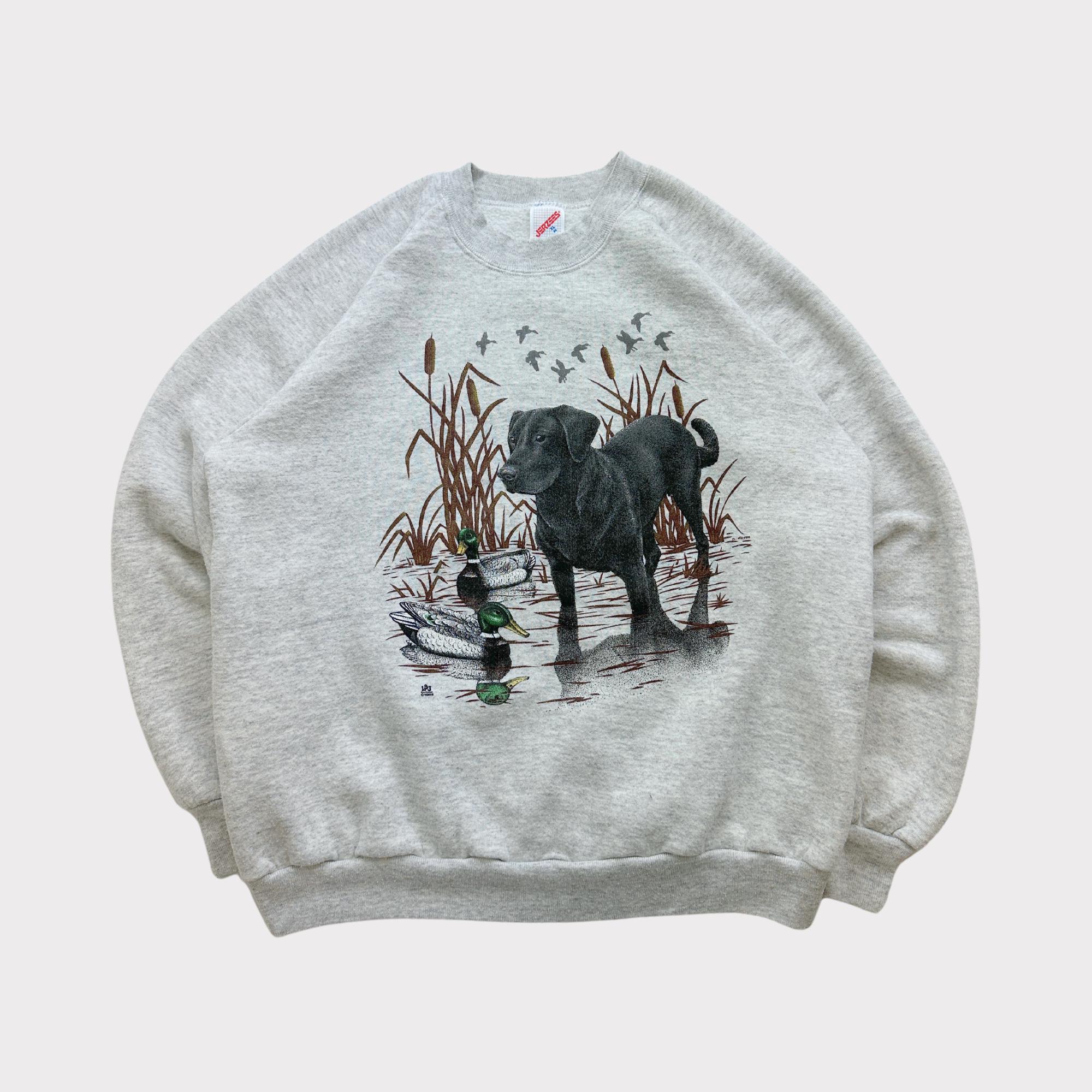 Vintage 90s Black Labrador Dog and Duck Nature Animal Lover Vintage 90s Black Labrador Dog and Duck Nature Animal Lover