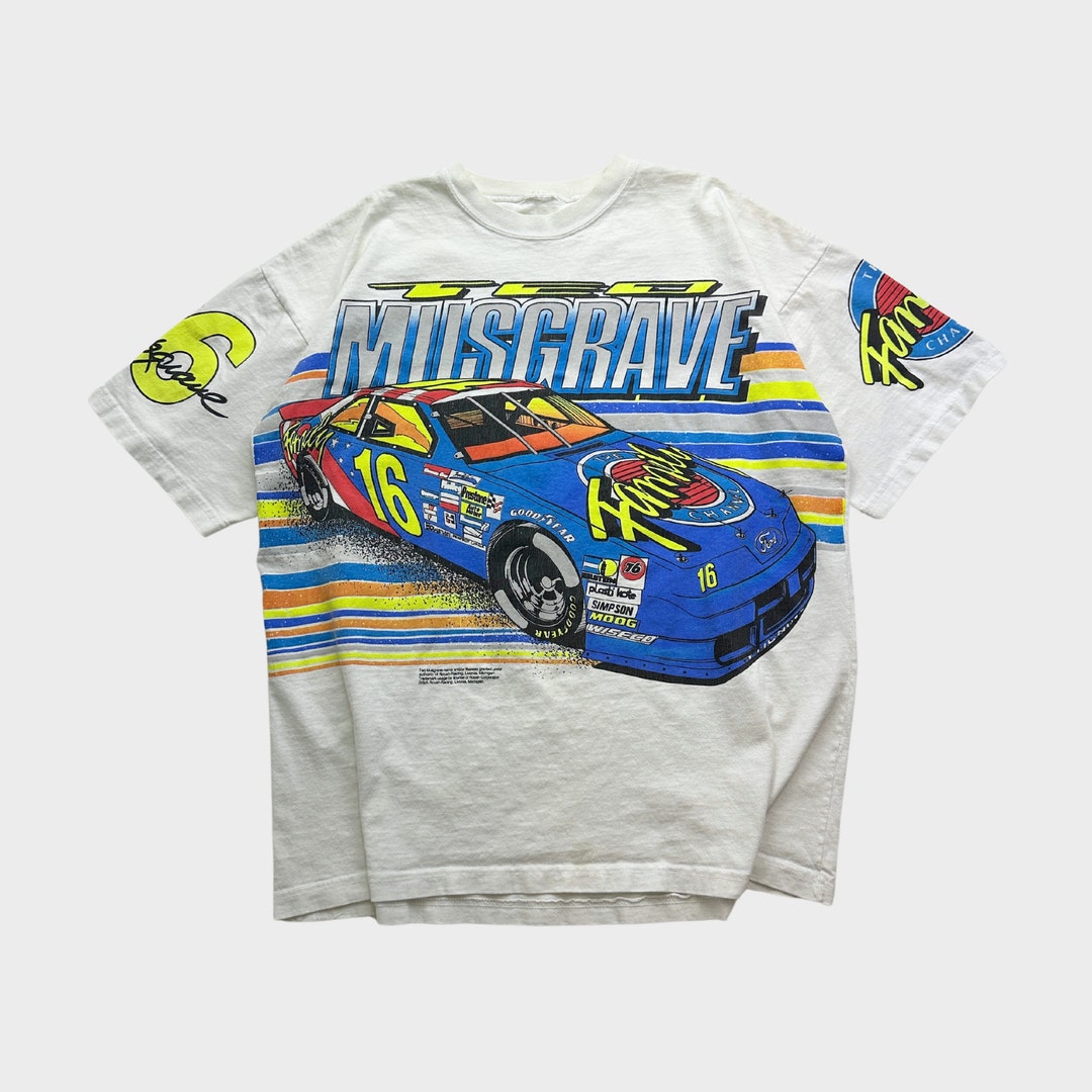Vintage 90s Nascar Ted Musgrave #16 Family Channel Ford Racing Graphic ...