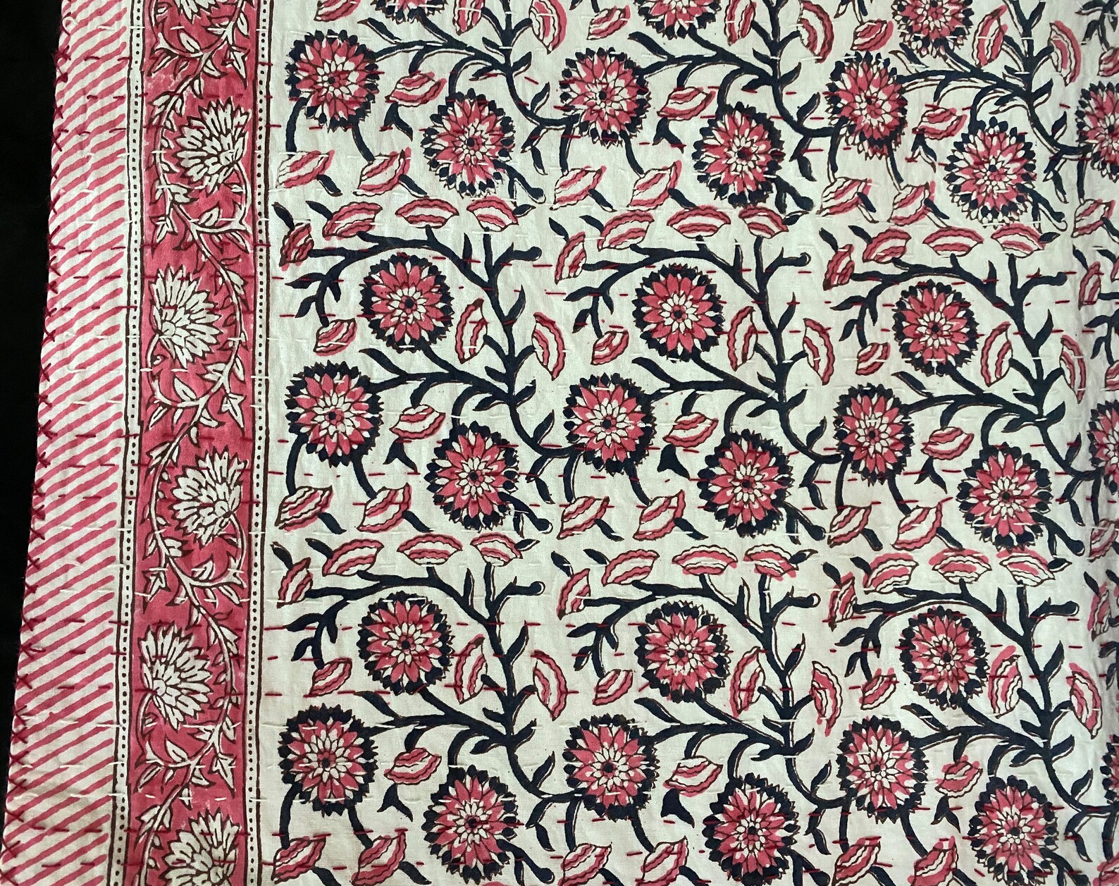 Queen Kantha Quilt King Preppy Bedding Artisan Cotton Jaipuri Print ...