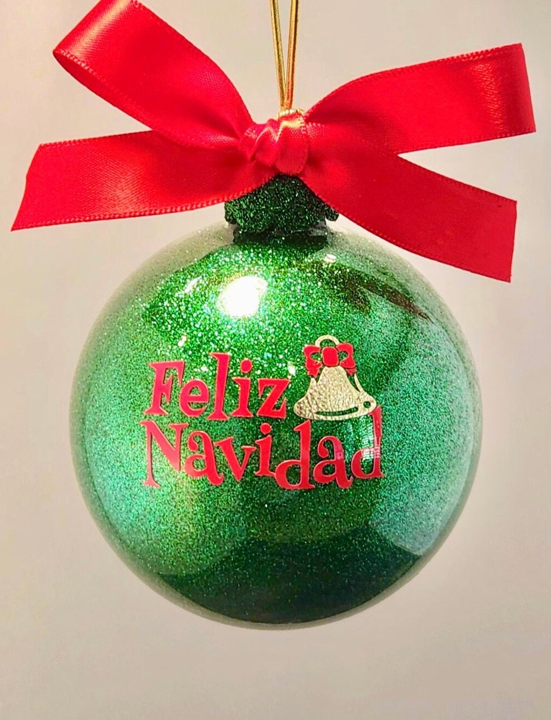 Christmas Ornament - Feliz Navidad - Handmade - Glass Ornament - Etsy