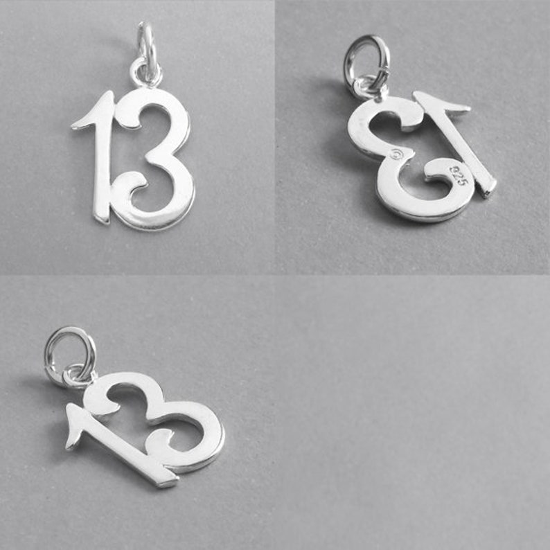 Sterling Silver Charm 13 Number .925 Thirteen Numeral Birthday - Etsy