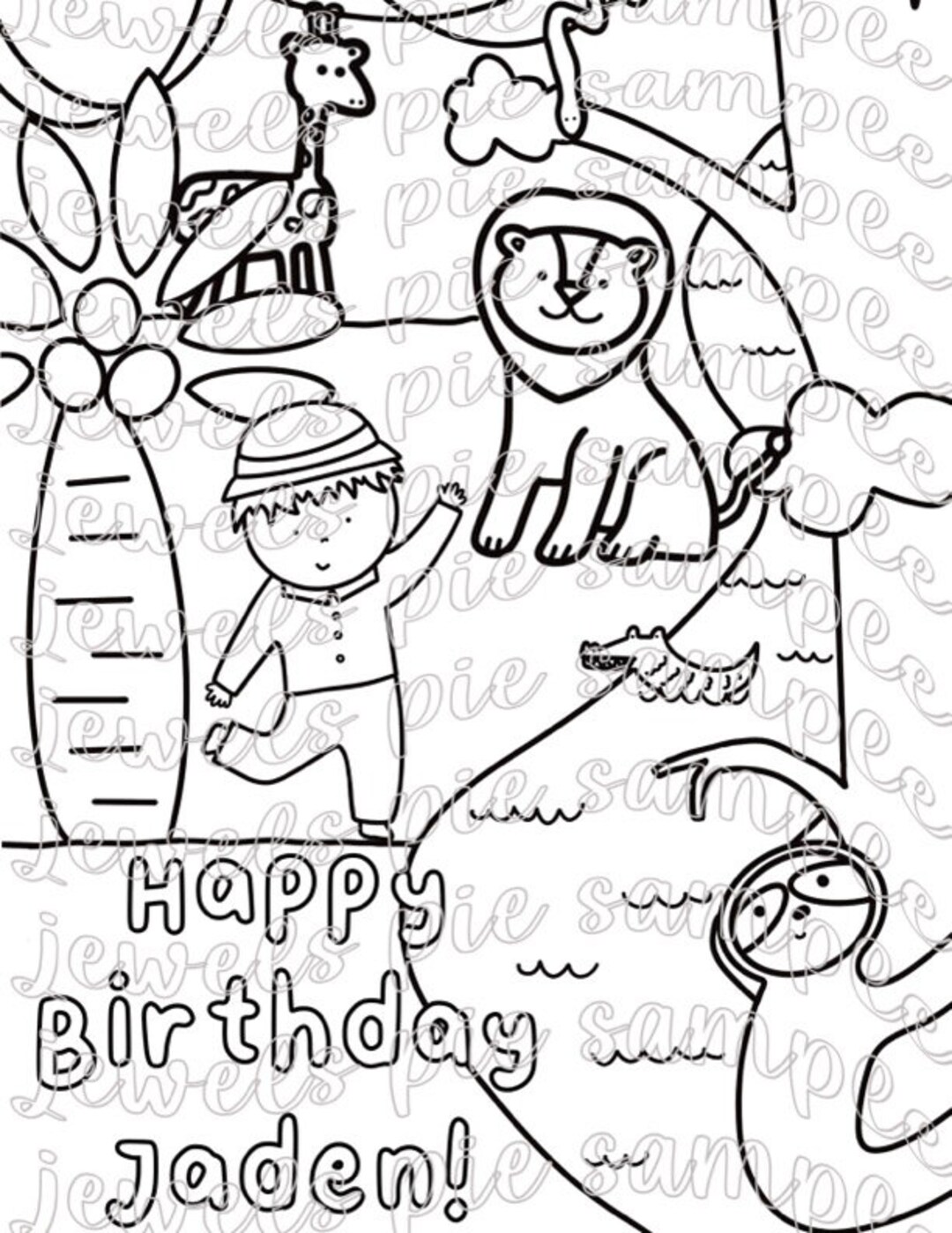 In the Jungle Custom Coloring Page - Etsy