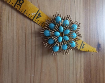 Susan Caplan Starburst Azurene Avon Brooch Faux Turquoise Gold Tone ...