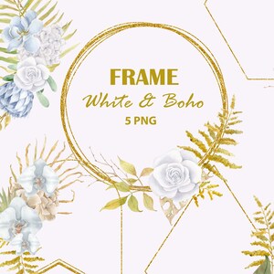 Hydrangea and Rose Gold Frame, Floral Clipart, Flower Clipart, Weddings ...