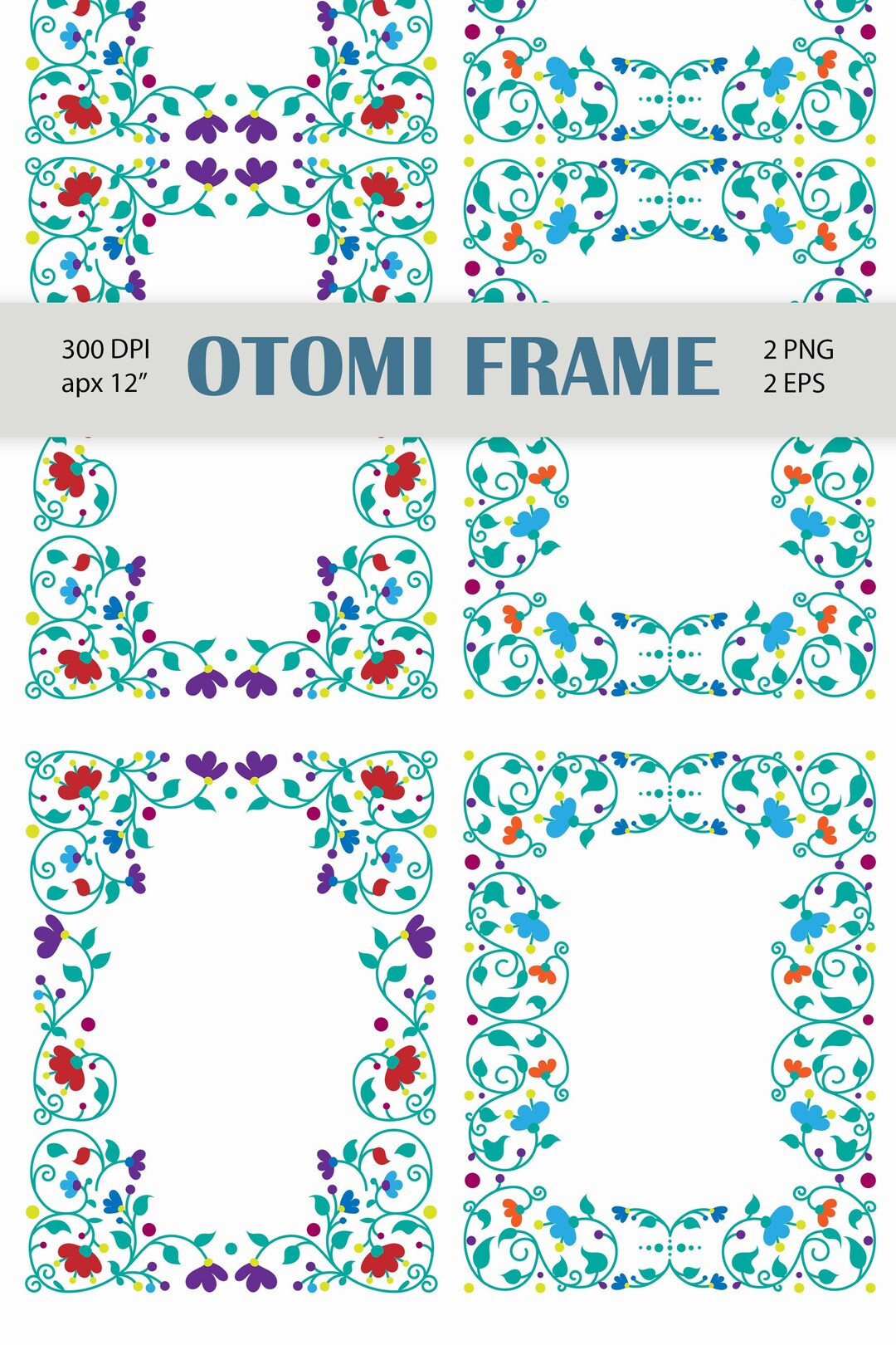 Mexican Otomi Clipart, Otomi Clipart, Mexico Clipart, Colorful Mexican ...