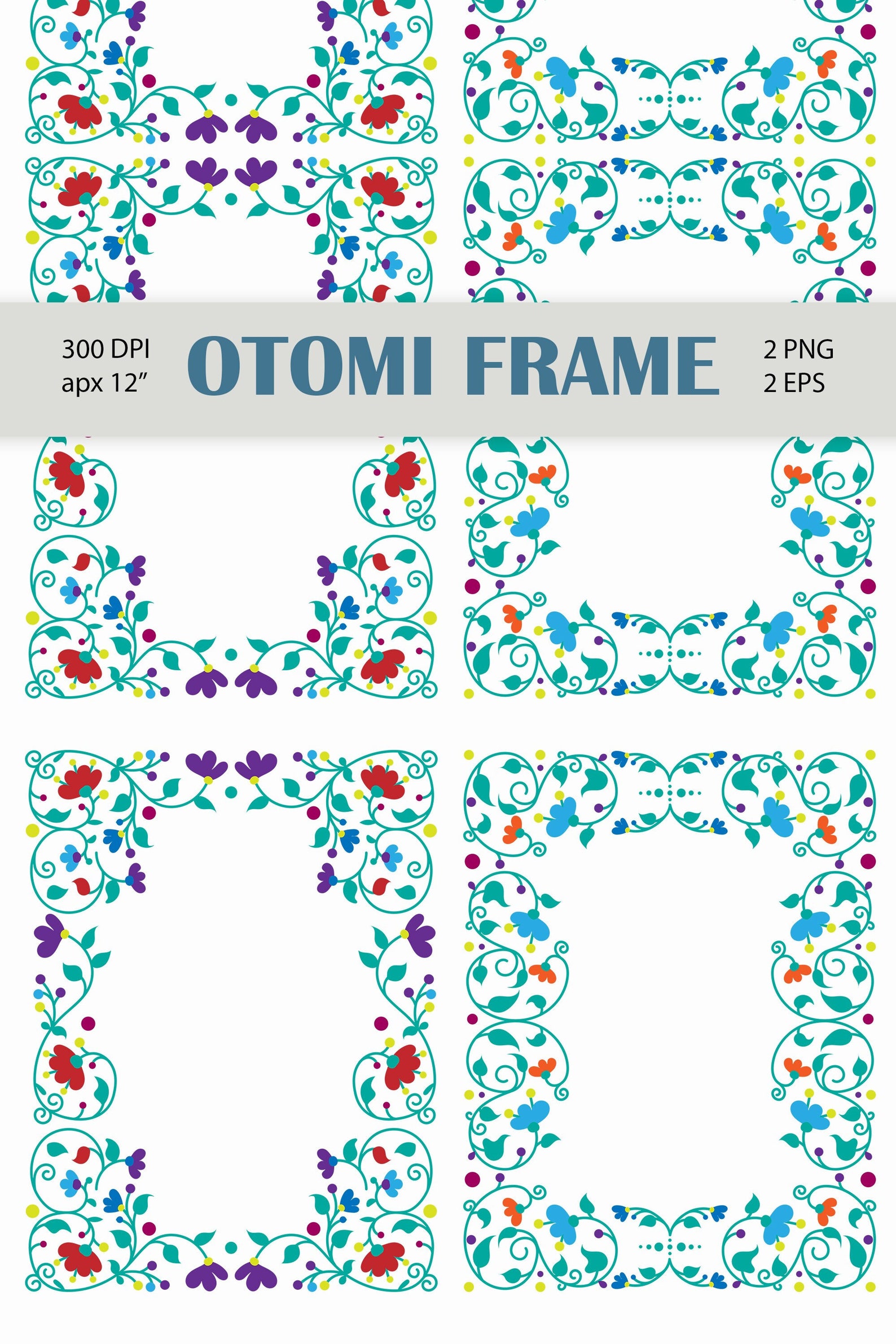 Mexican Otomi Clipart, Otomi Clipart, Mexico Clipart, Colorful Mexican ...