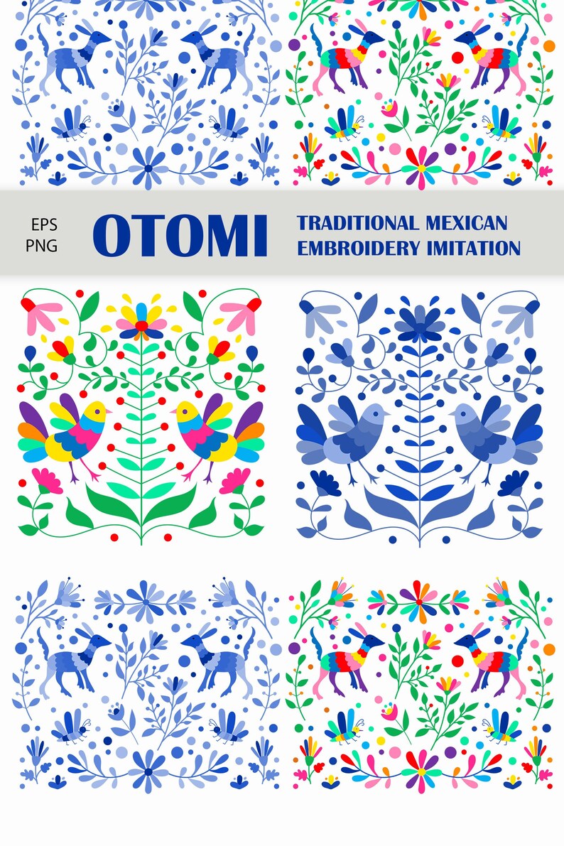 Mexican Otomi Clipart Otomi Clipart Mexico Clipart Colorful - Etsy