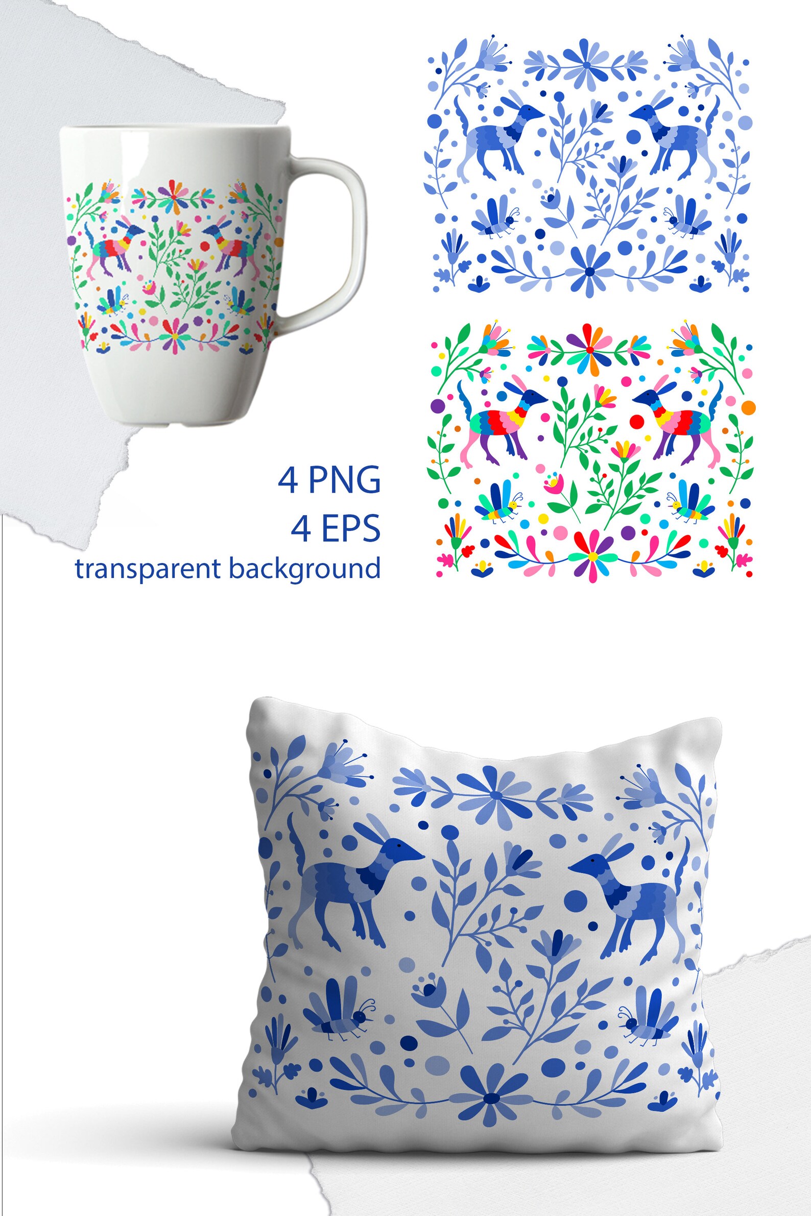 Mexican Otomi Clipart Otomi Clipart Mexico Clipart Colorful - Etsy