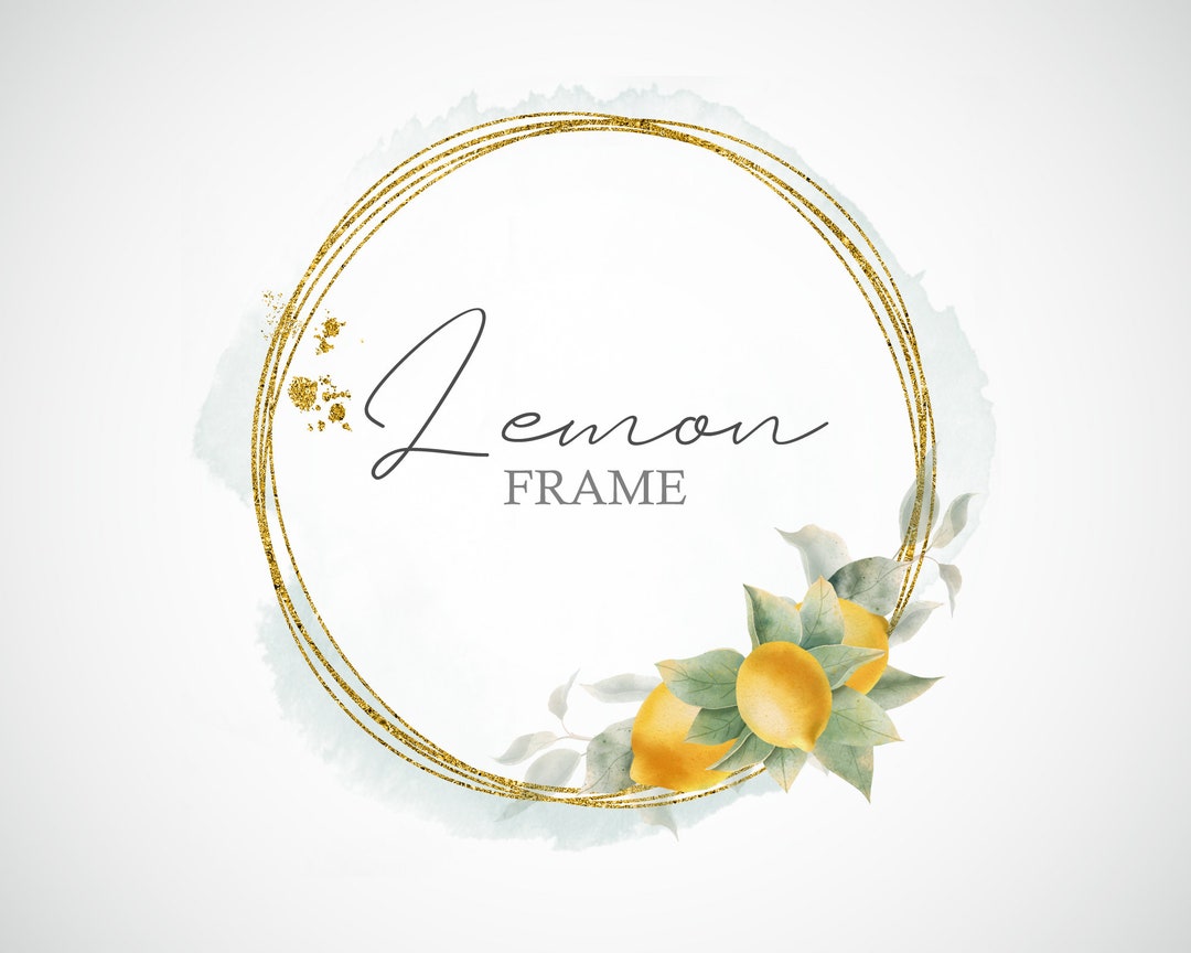 Lemon Frame Clipart, Watercolor Clipart and Gold Round Frame E Lemons ...
