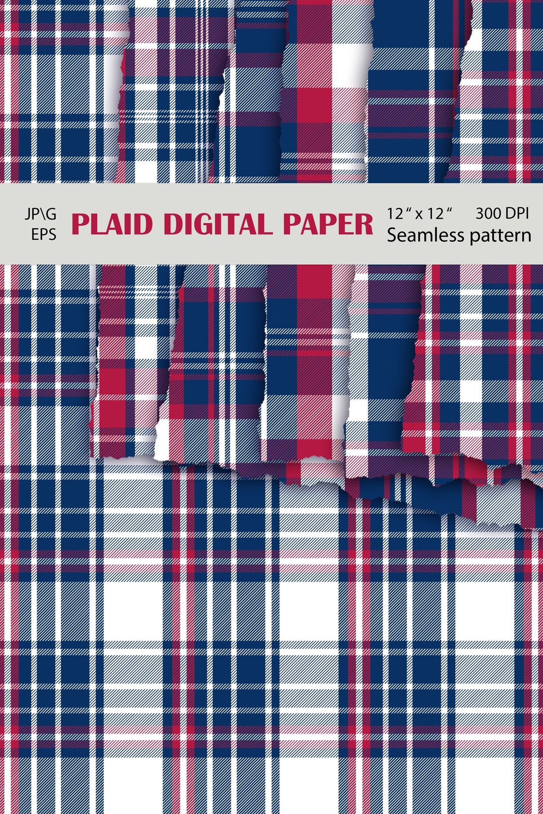 Plaid Seamless Pattern for Planner Papers, Gingham Background, Digital ...
