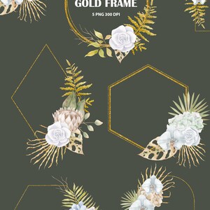 Hydrangea and Rose Gold Frame, Floral Clipart, Flower Clipart, Weddings ...