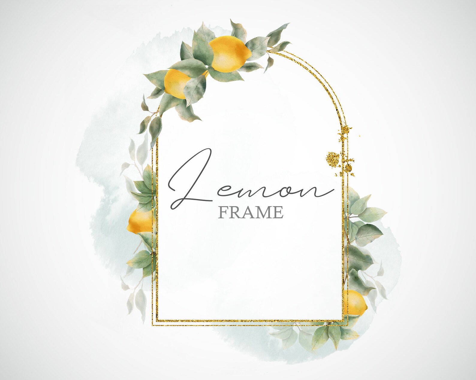 Lemon Frame Clipart, Watercolor Clipart and Gold Arch Frame E Lemons ...