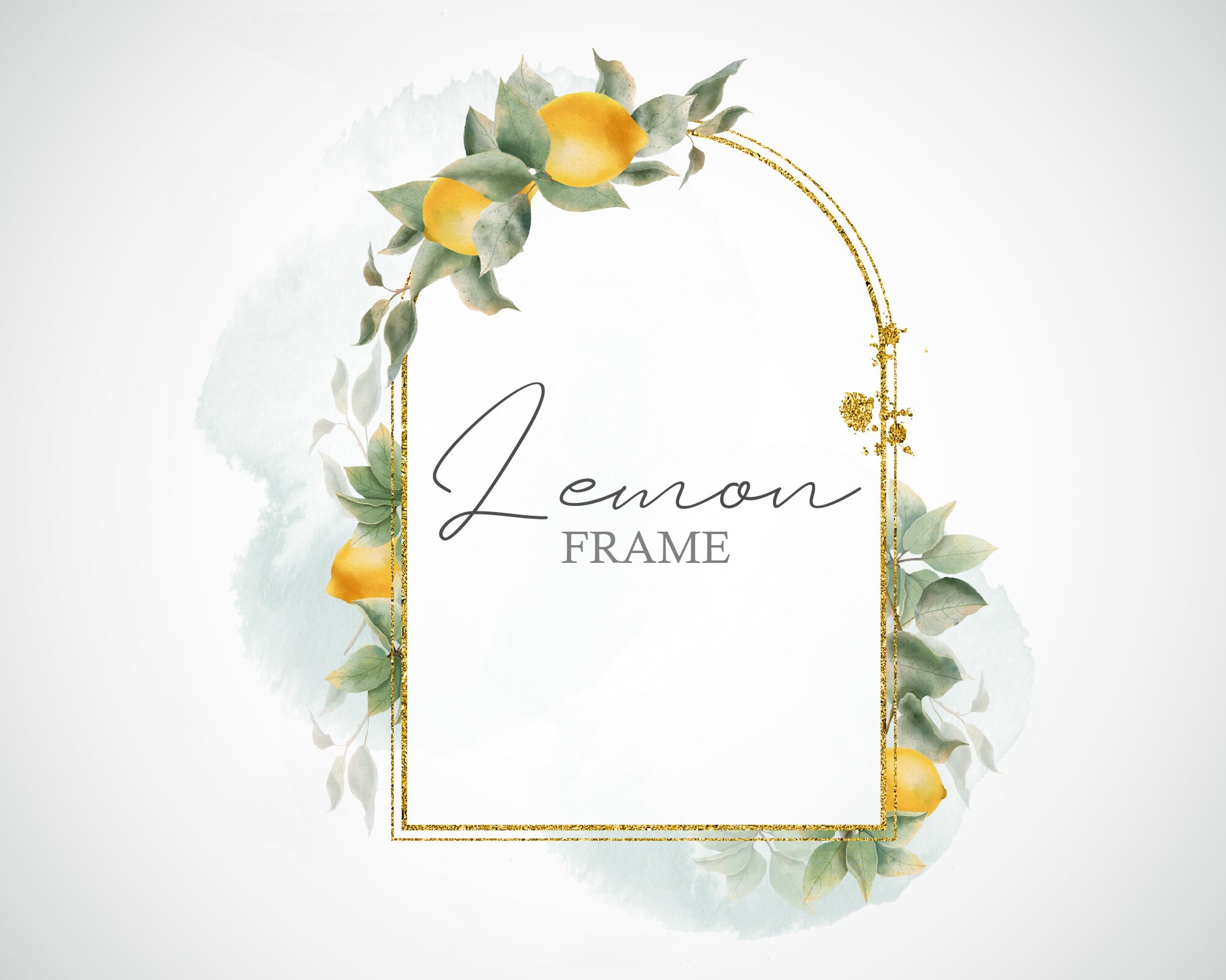 Lemon Frame Clipart, Watercolor Clipart and Gold Arch Frame E Lemons ...