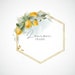 Lemon Frame Clipart, Watercolor Gold Hexagonal Frame Lemons Fruit ...