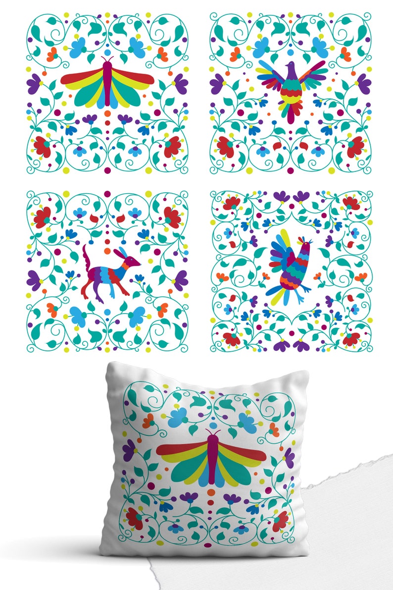 Mexican Otomi Clipart, Otomi Clipart, Mexico Clipart, Colorful Mexican ...