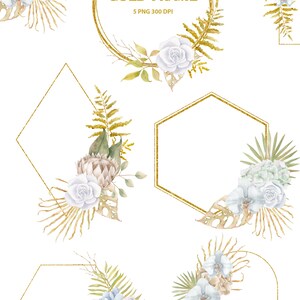 Hydrangea and Rose Gold Frame, Floral Clipart, Flower Clipart, Weddings ...