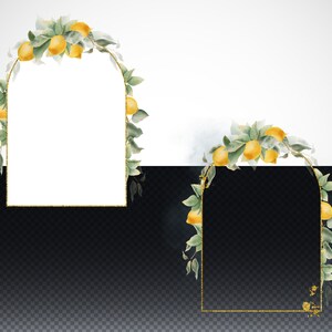 Lemon Frame Clipart, Watercolor Clipart and Gold Arch Frame E Lemons ...