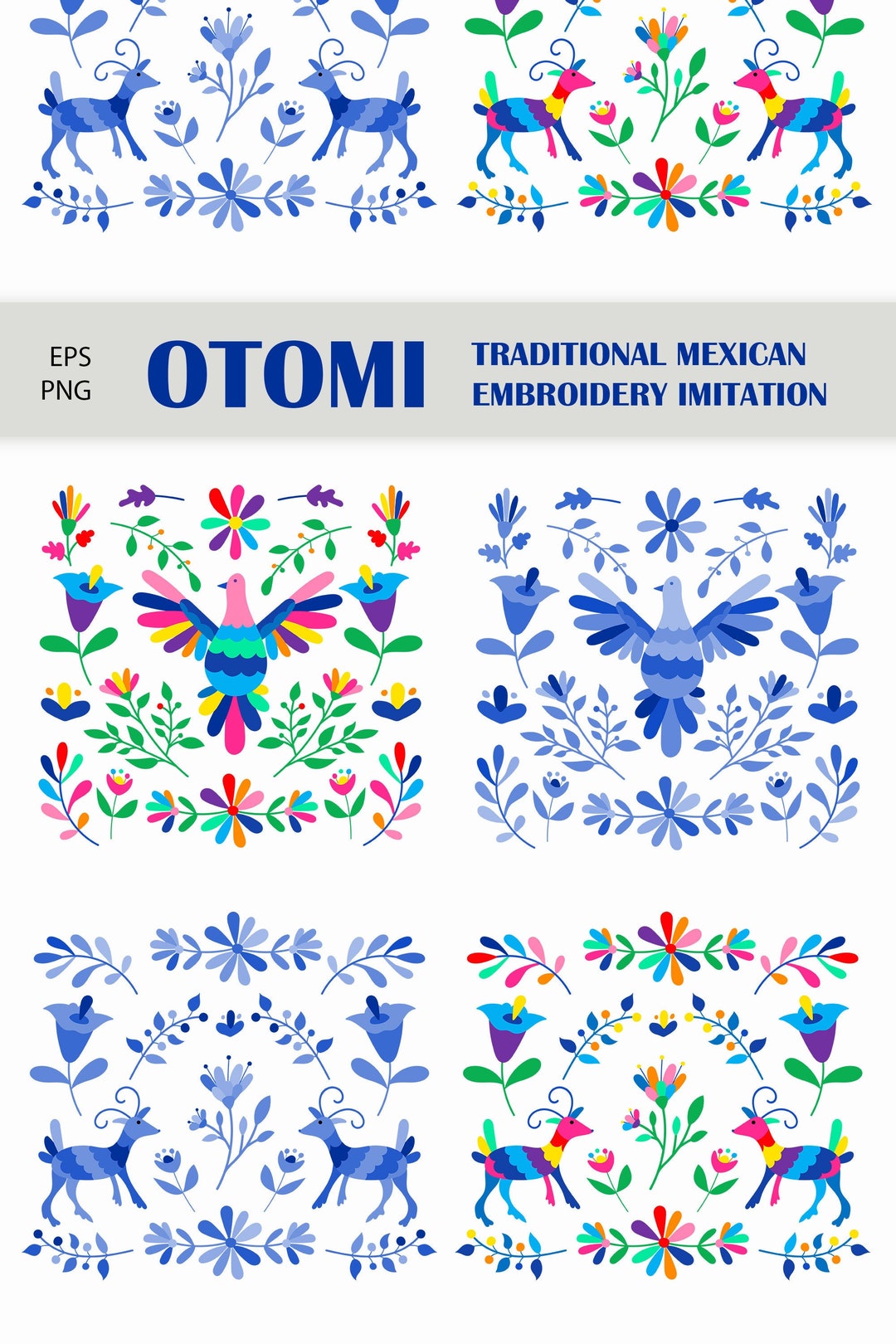 Mexican Otomi Clipart, Otomi Clipart, Mexico Clipart, Colorful Mexican ...