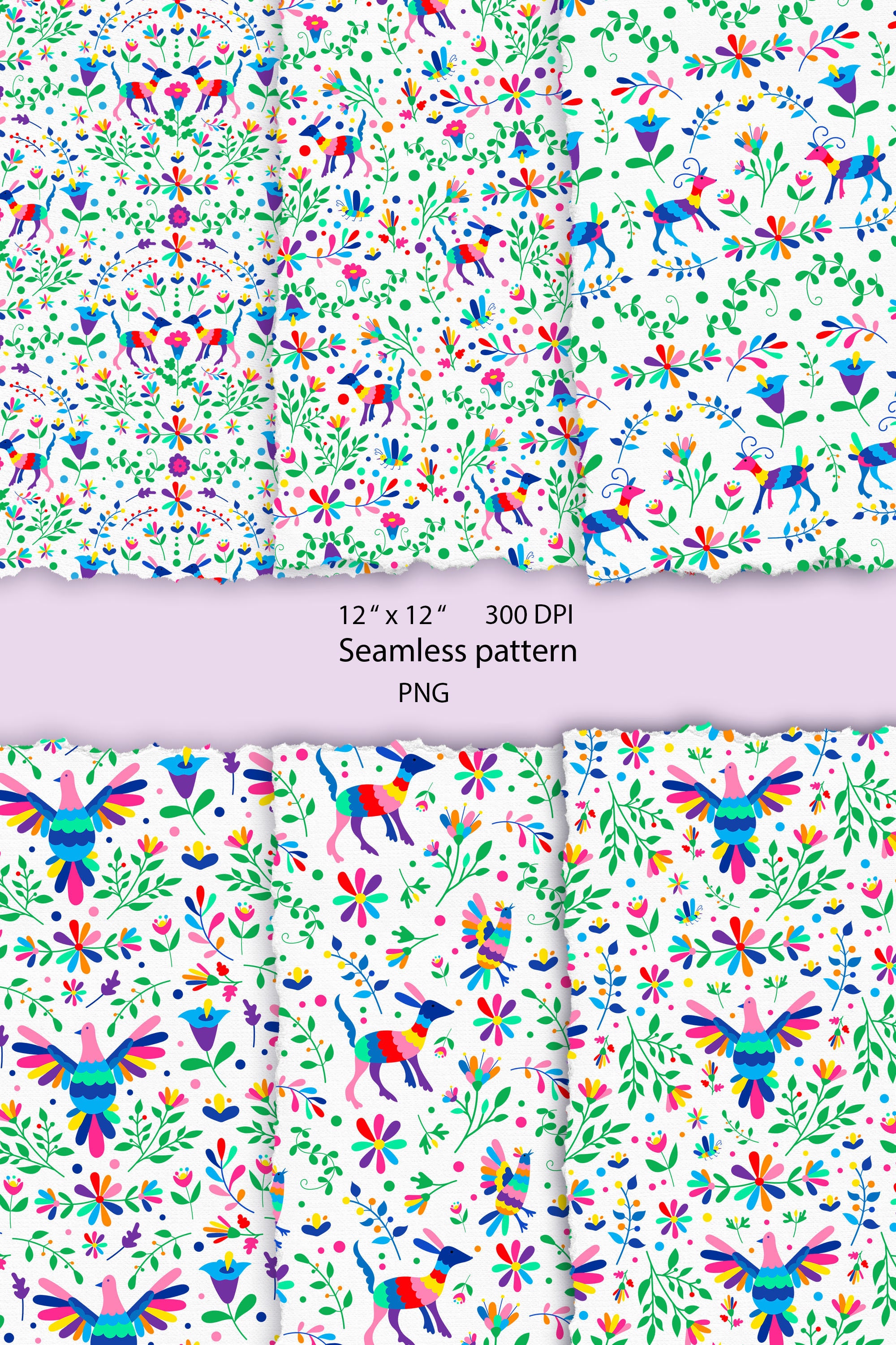 Mexican Otomi Digital Paper, Otomi Clipart, Mexico Clipart, Colorful ...