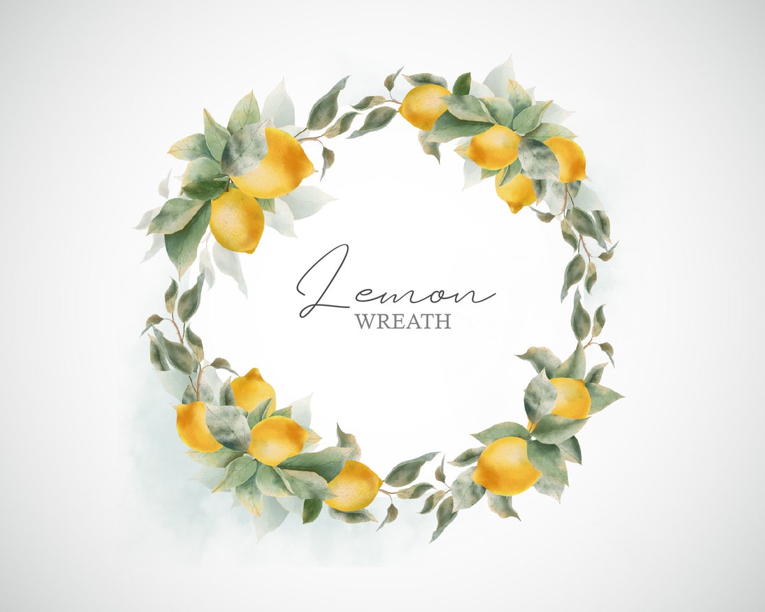 Lemon Frame Clipart, Watercolor Clipart and Gold Round Frame E Lemons ...