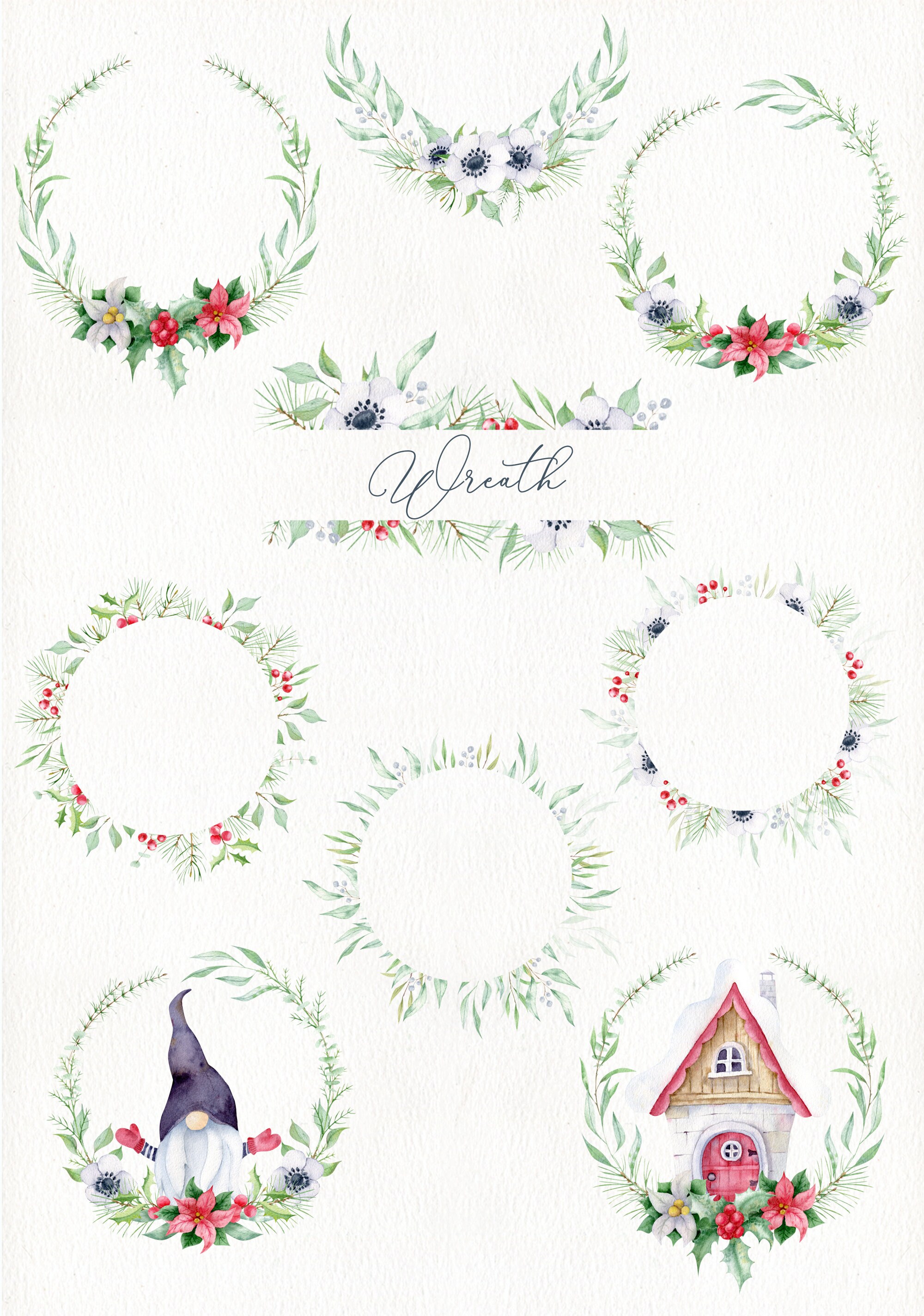 Winter Floral Clipart Frame, Winter Flowers Clipart, Winter Floral ...