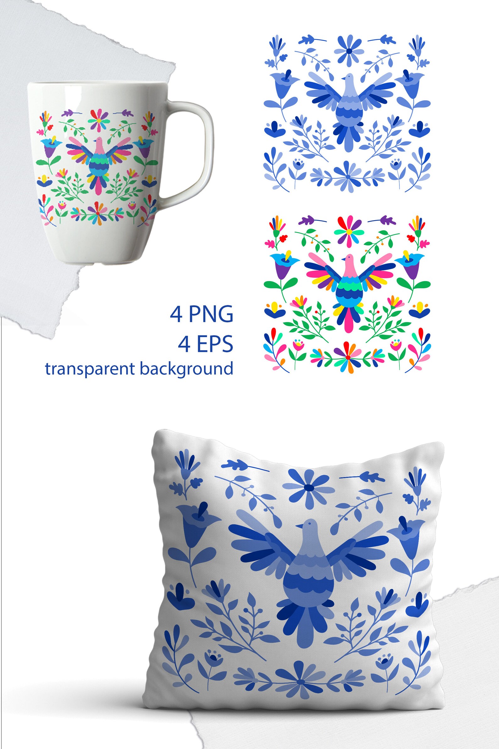 Mexican Otomi Clipart, Otomi Clipart, Mexico Clipart, Colorful Mexican ...