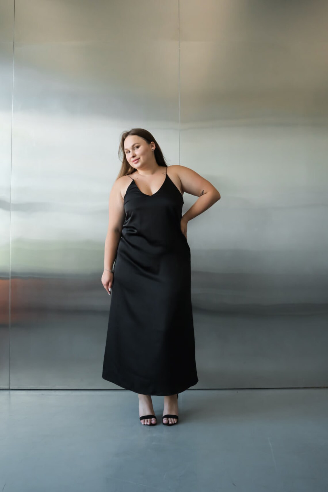 Open Back Slip Holiday Plus Size Pinafore Backless Long Silk Slip Low ...