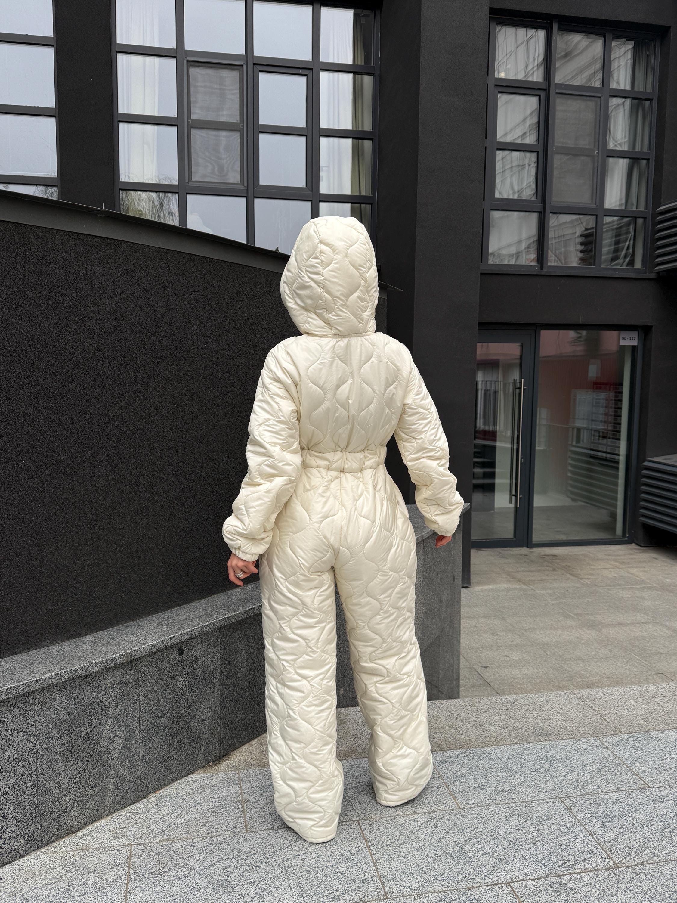 Vintage Ski Suit, One-piece Women Snow Suit, Ivory Retro 90s Snowsuit ...