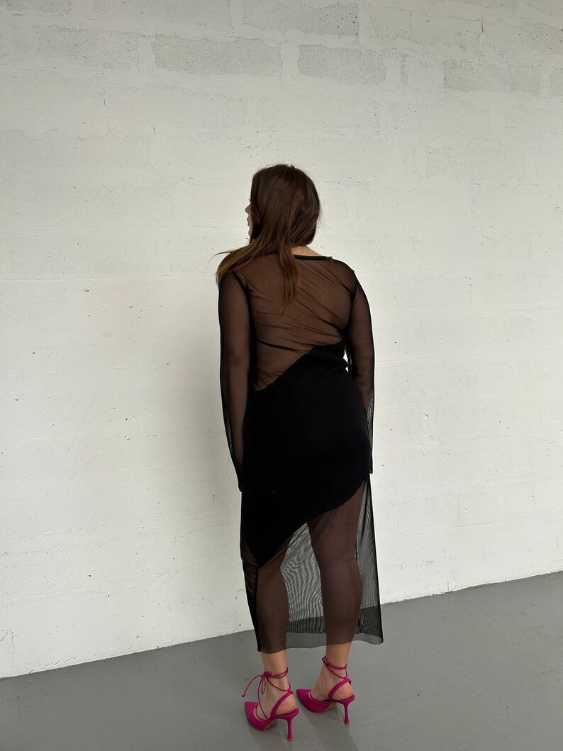 Party Maxi Black Dress, Plus Size Cocktail Dress, Long Maxi Slit Dress ...