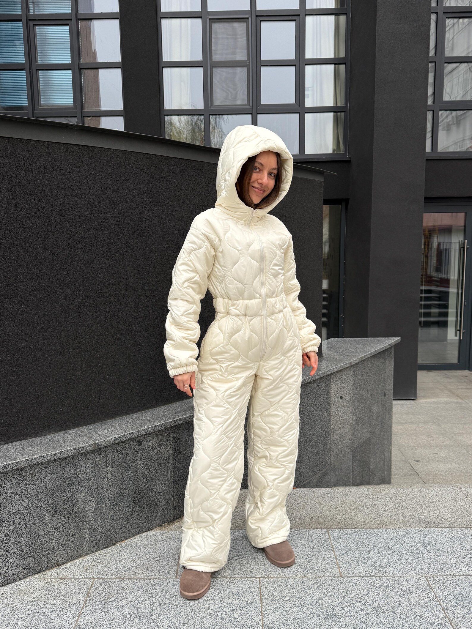 Vintage Ski Suit, One-piece Women Snow Suit, Ivory Retro 90s Snowsuit ...