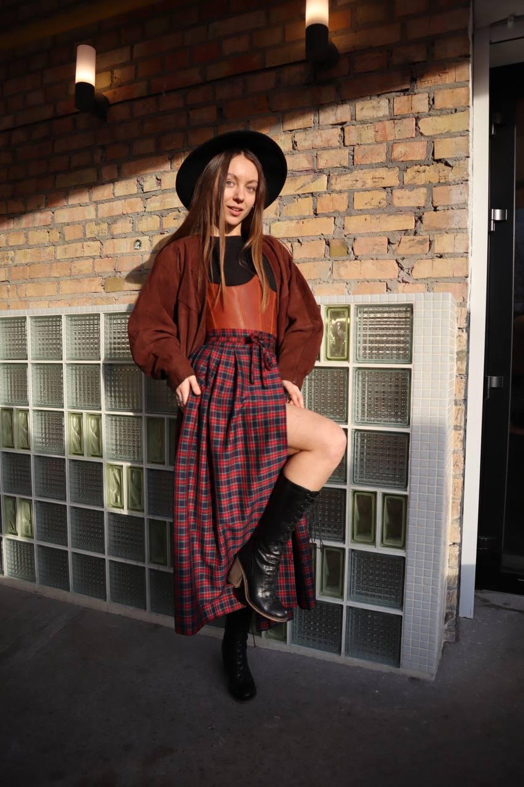 Plaid Pleated Kilt Skirt, Midi Floor Length Tartan Maxi Skirt ...