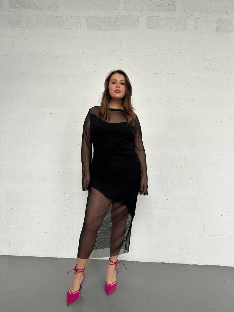 Party Maxi Black Dress, Plus Size Cocktail Dress, Long Maxi Slit Dress ...