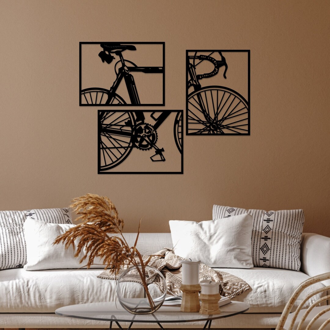 3 Pieces Bicycle Wood Wall Art, Bicycle Wall Decor, Bike Wood Panel ...