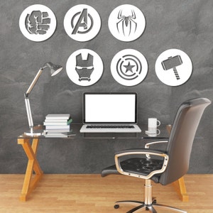 Avengers Wood Wall Art Set of 6, Geometric Nursery Wall Decor, 3D ...
