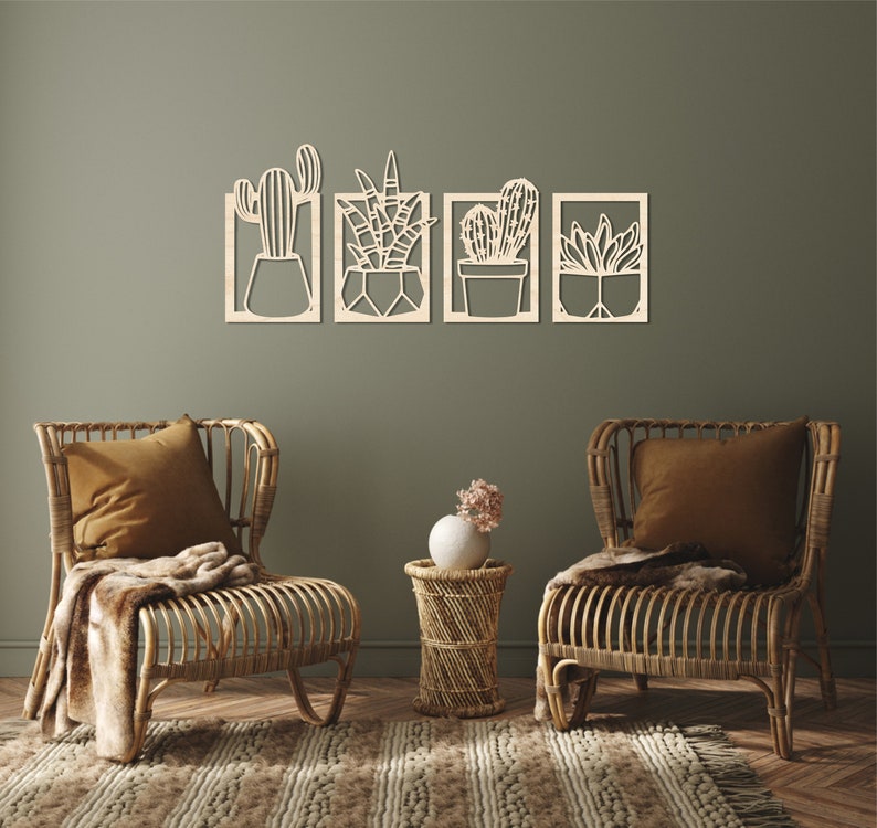 Cactus Wall Decor Set Wooden Wall Art Wooden Wall Sculpture - Etsy