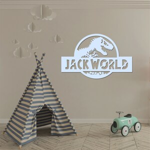 Personalized Jurassic World Wooden Wall Decor: Dinosaur Kids Room Art ...
