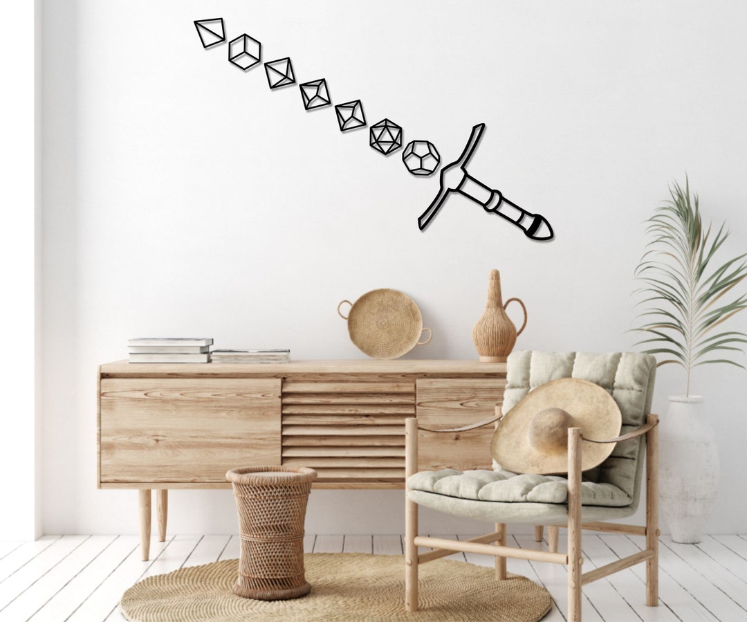 Dice Sword Decor, Dice Wall Decor, Table Top Wall Art, Dnd Sword, Game ...