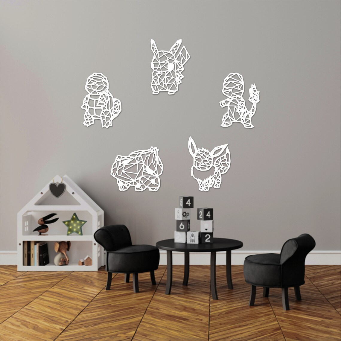 Pokemon Wall Decor Wooden Wall Decor Geometric Pokemon Wall - Etsy