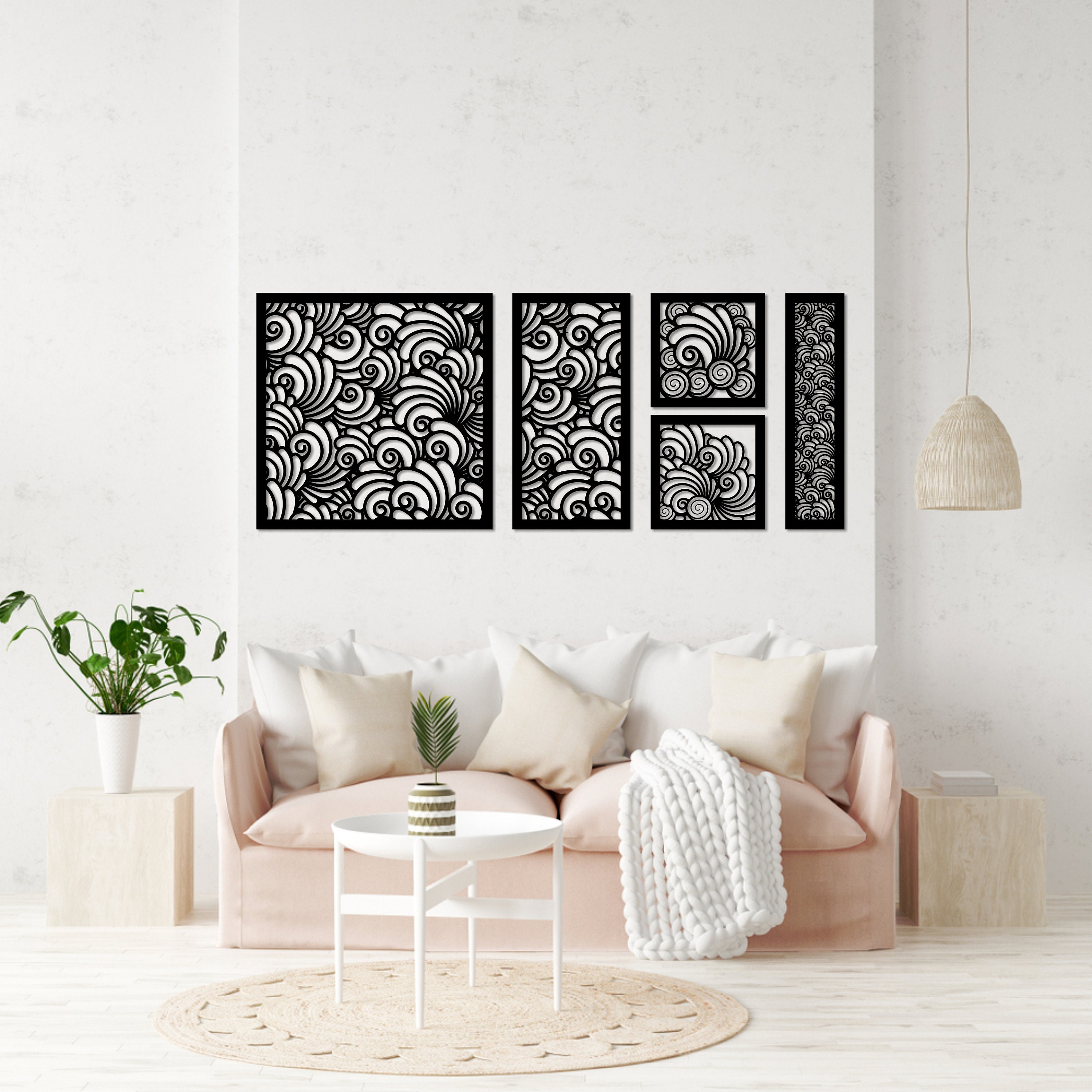 Set of 5 Wooden Wall Panels Modern Wood Art Abstract Wood - Etsy