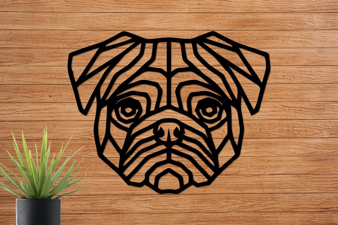 Geometric Wooden Pug Dog Wall Decor, Dog Wall Art Decor, Wooden Animal ...